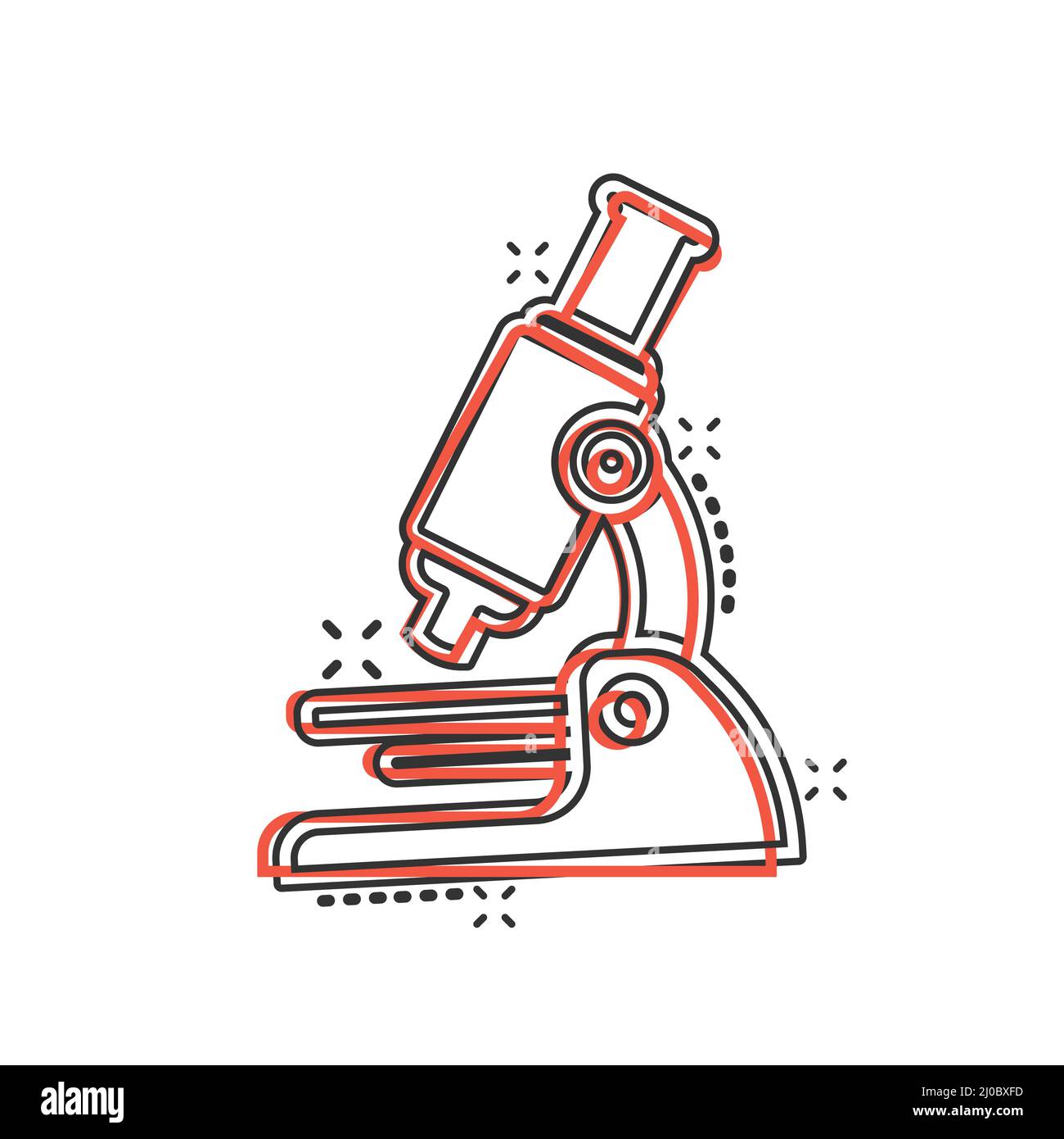 Microscope icon in comic style. Laboratory magnifier cartoon vector ...