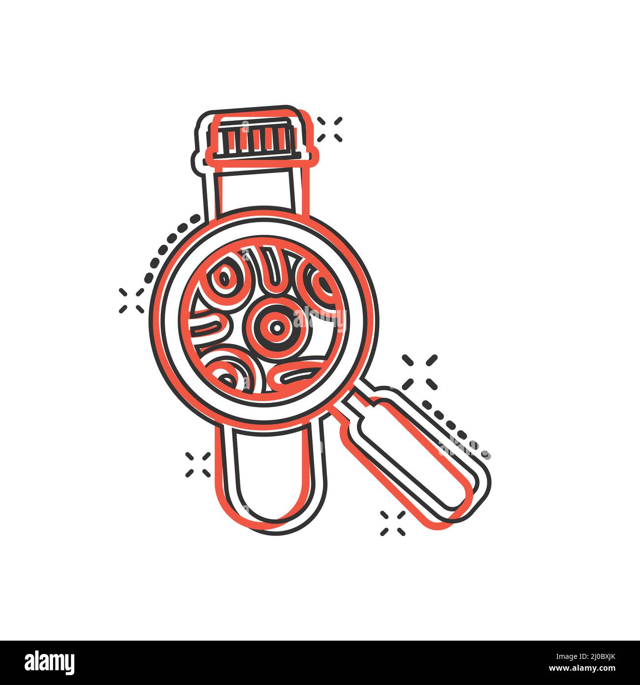 Blood test tube icon in comic style. Hematology cartoon vector ...