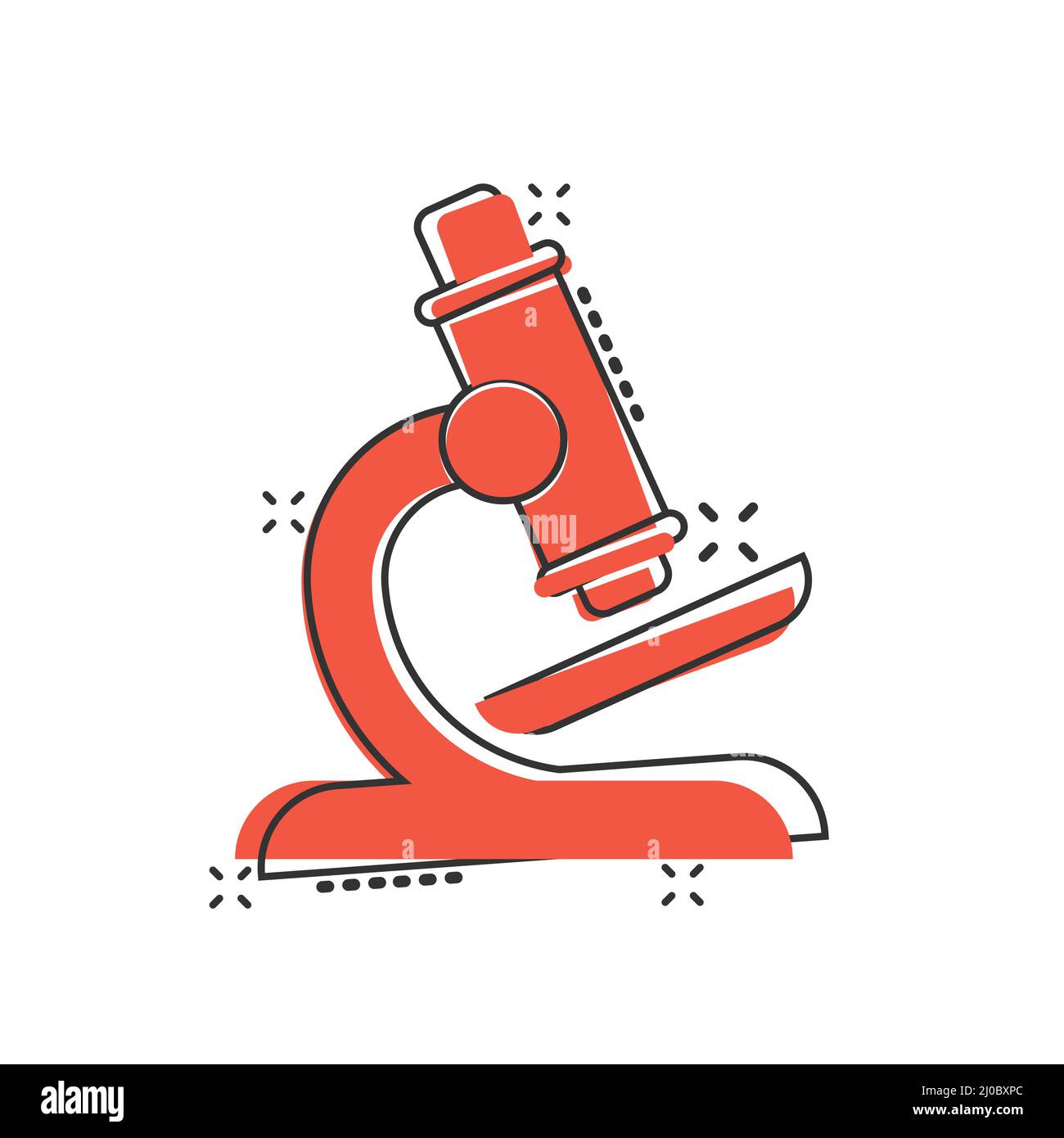 Microscope icon in comic style. Laboratory magnifier cartoon vector ...