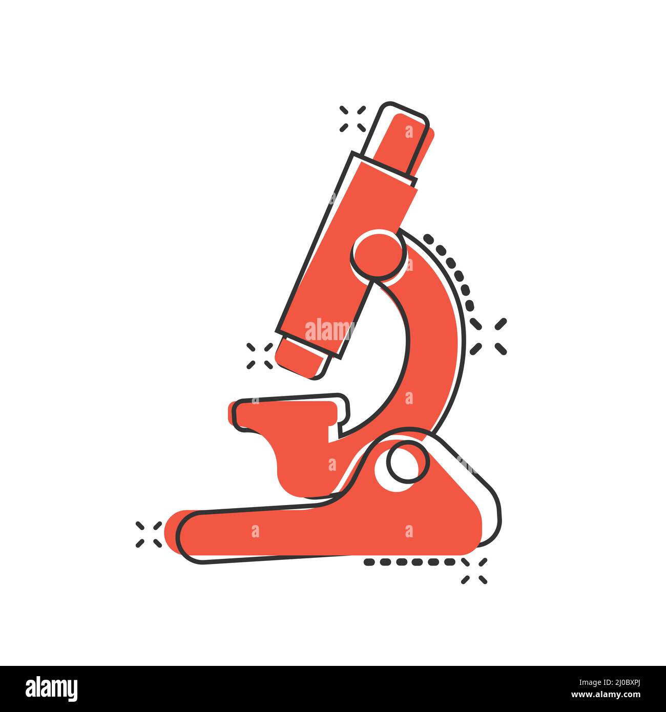 Microscope icon in comic style. Laboratory magnifier cartoon vector ...