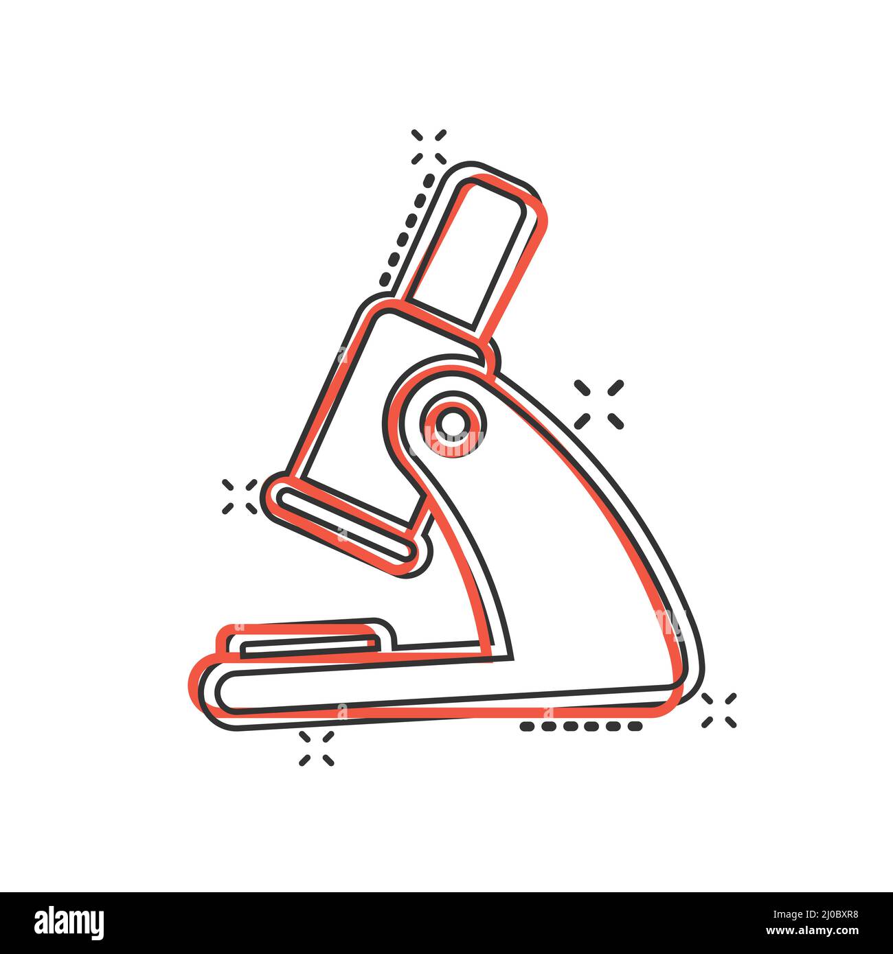 Microscope icon in comic style. Laboratory magnifier cartoon vector ...