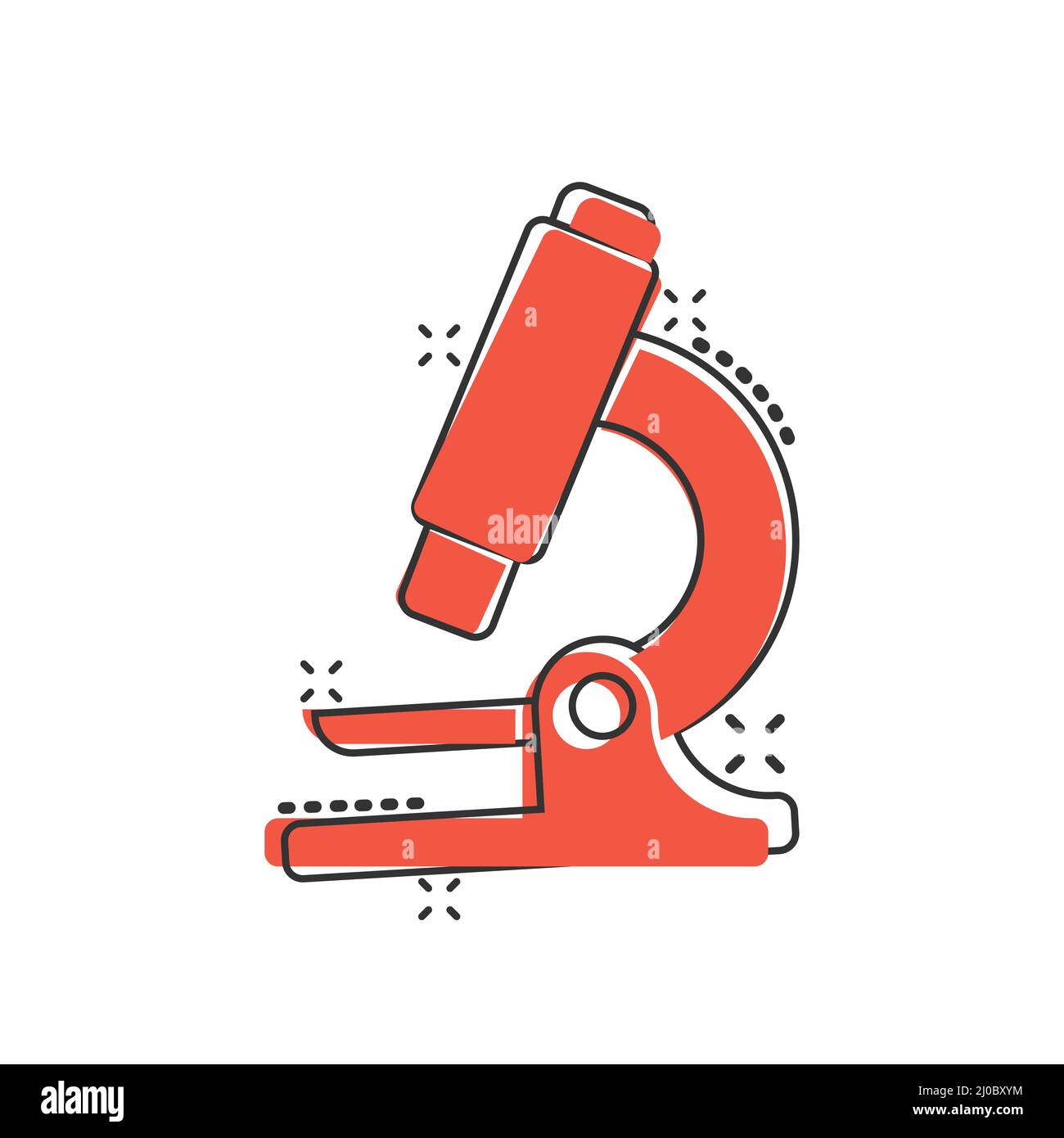Microscope icon in comic style. Laboratory magnifier cartoon vector ...