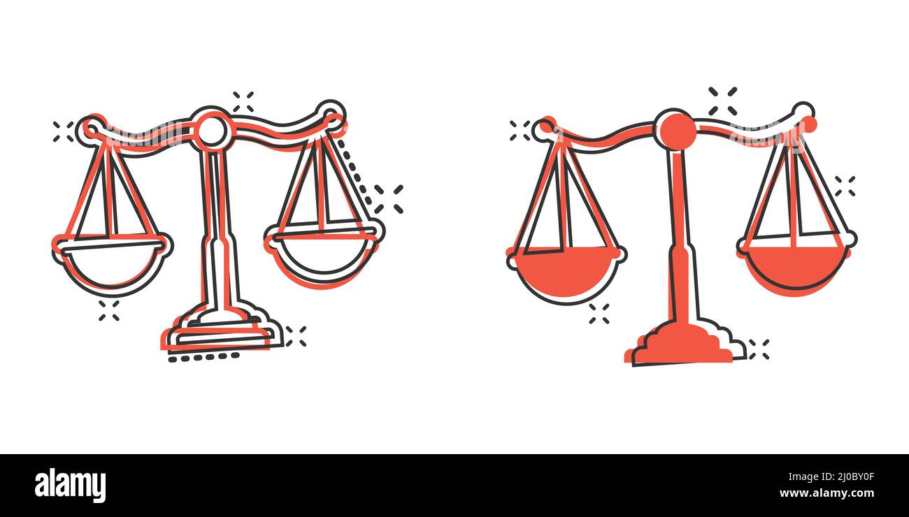 Scales icon in comic style. Libra cartoon vector illustration on ...