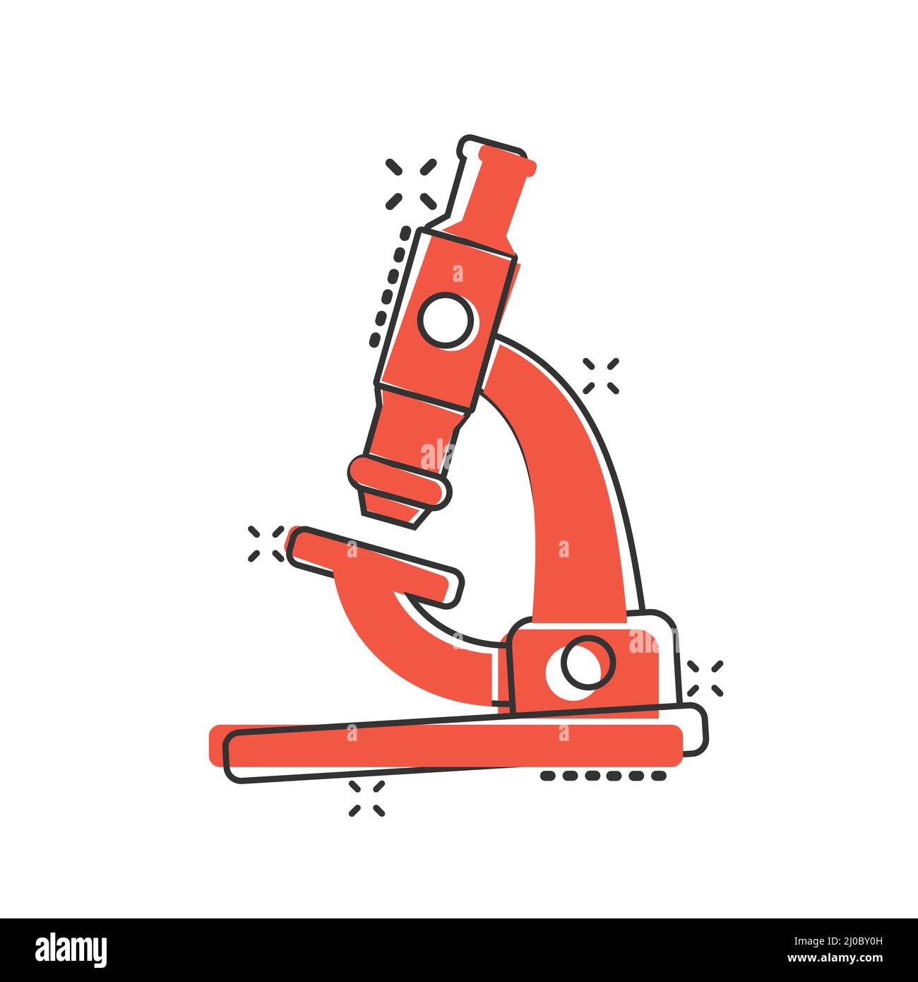 Microscope icon in comic style. Laboratory magnifier cartoon vector ...