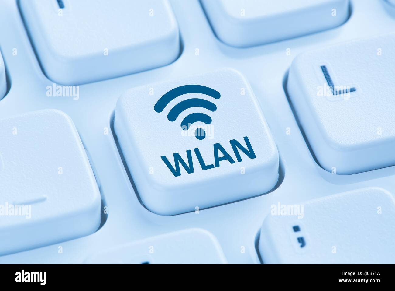 WLAN or WiFi hotspot connection Internet blue computer keyboard Stock ...