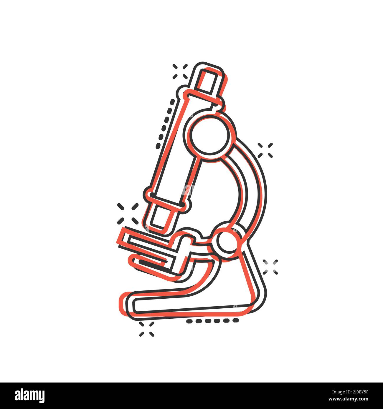 Microscope icon in comic style. Laboratory magnifier cartoon vector ...