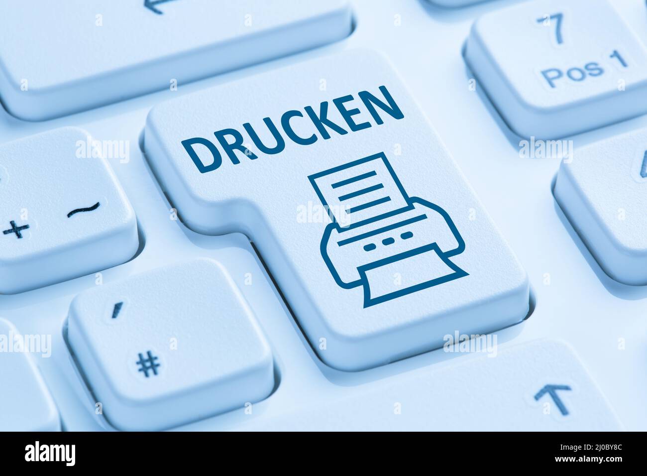Button press print printer computer keyboard blue Stock Photo - Alamy