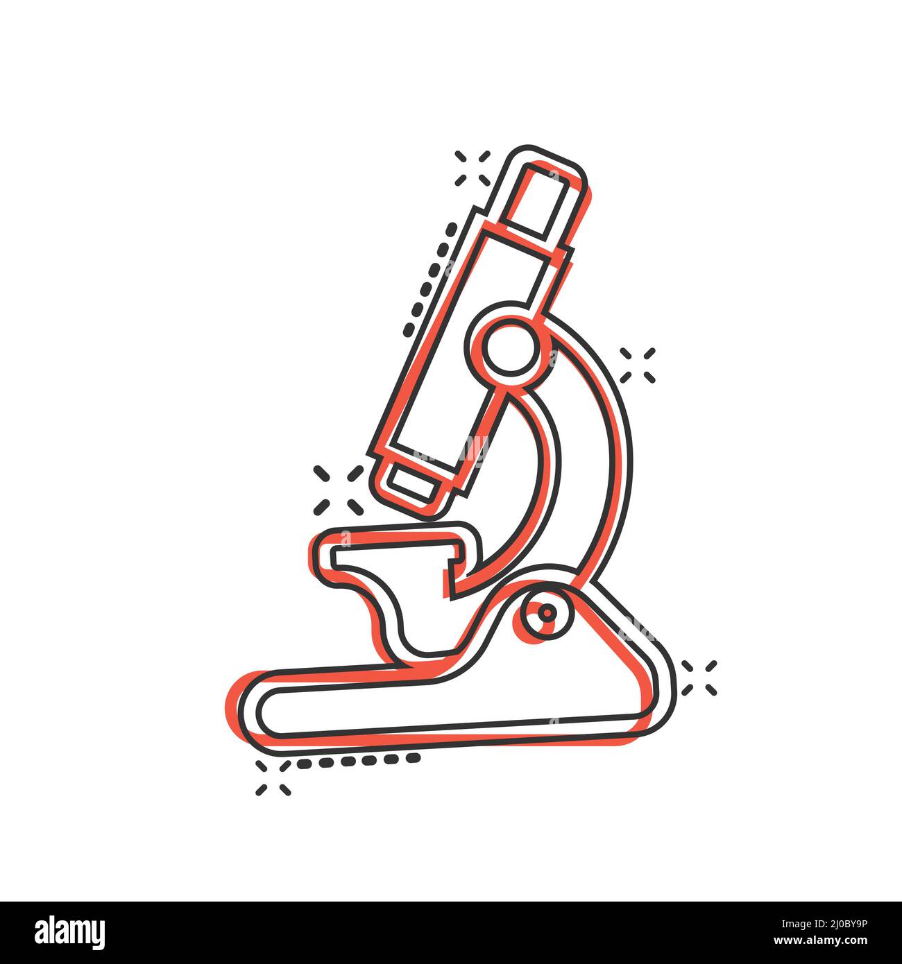 Microscope icon in comic style. Laboratory magnifier cartoon vector ...
