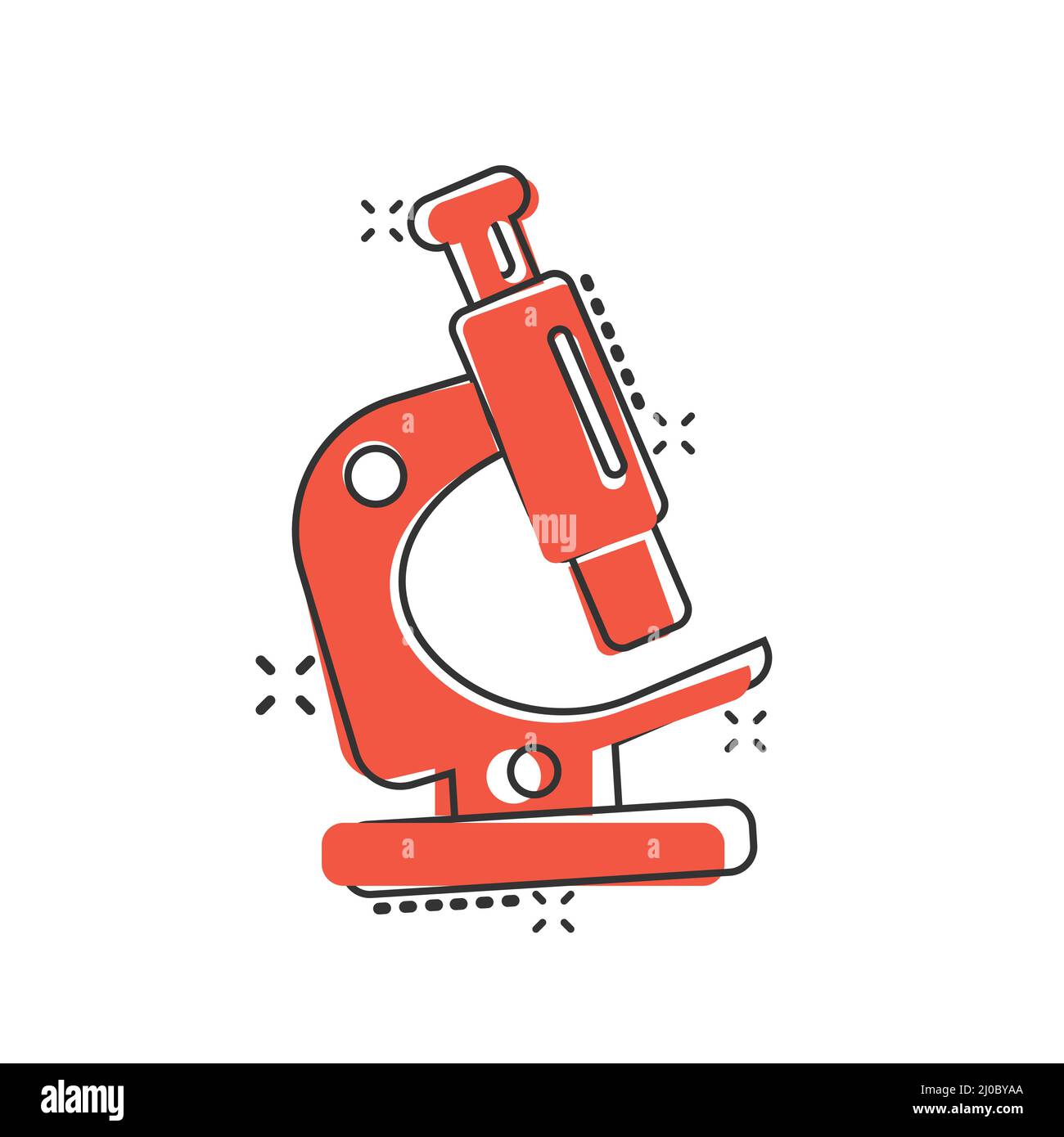 Microscope icon in comic style. Laboratory magnifier cartoon vector ...