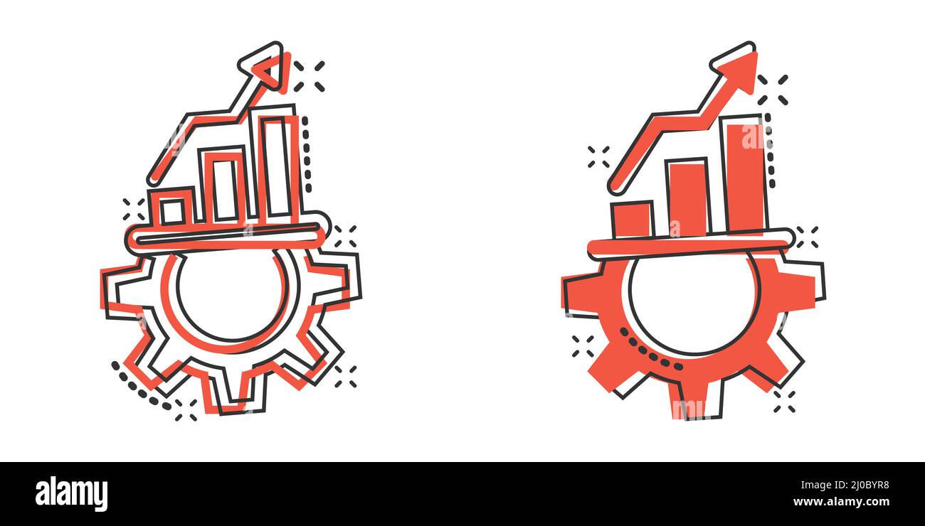Productivity icon in comic style. Process strategy cartoon vector ...