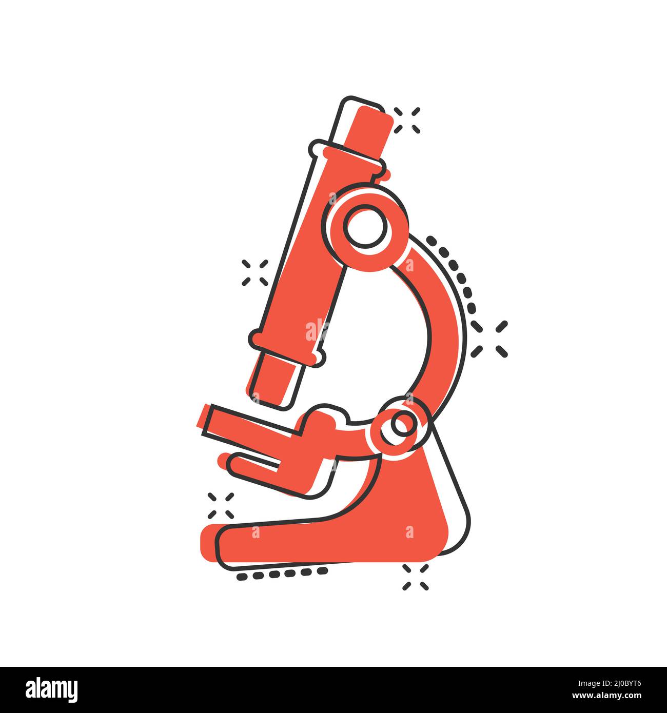 Microscope icon in comic style. Laboratory magnifier cartoon vector ...