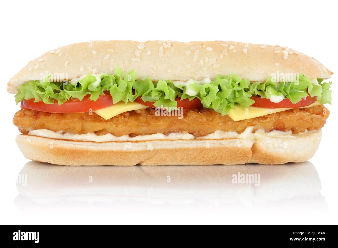 Chickenburger chicken chicken burger salad exempted isolated Stock ...