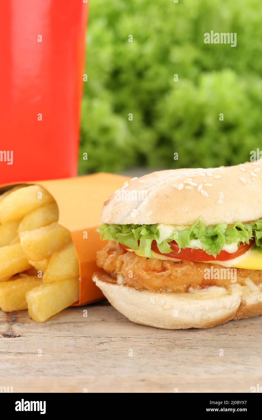 Chickenburger Chicken Burger Hamburger Menu Menu Fast Food Fries Drink ...