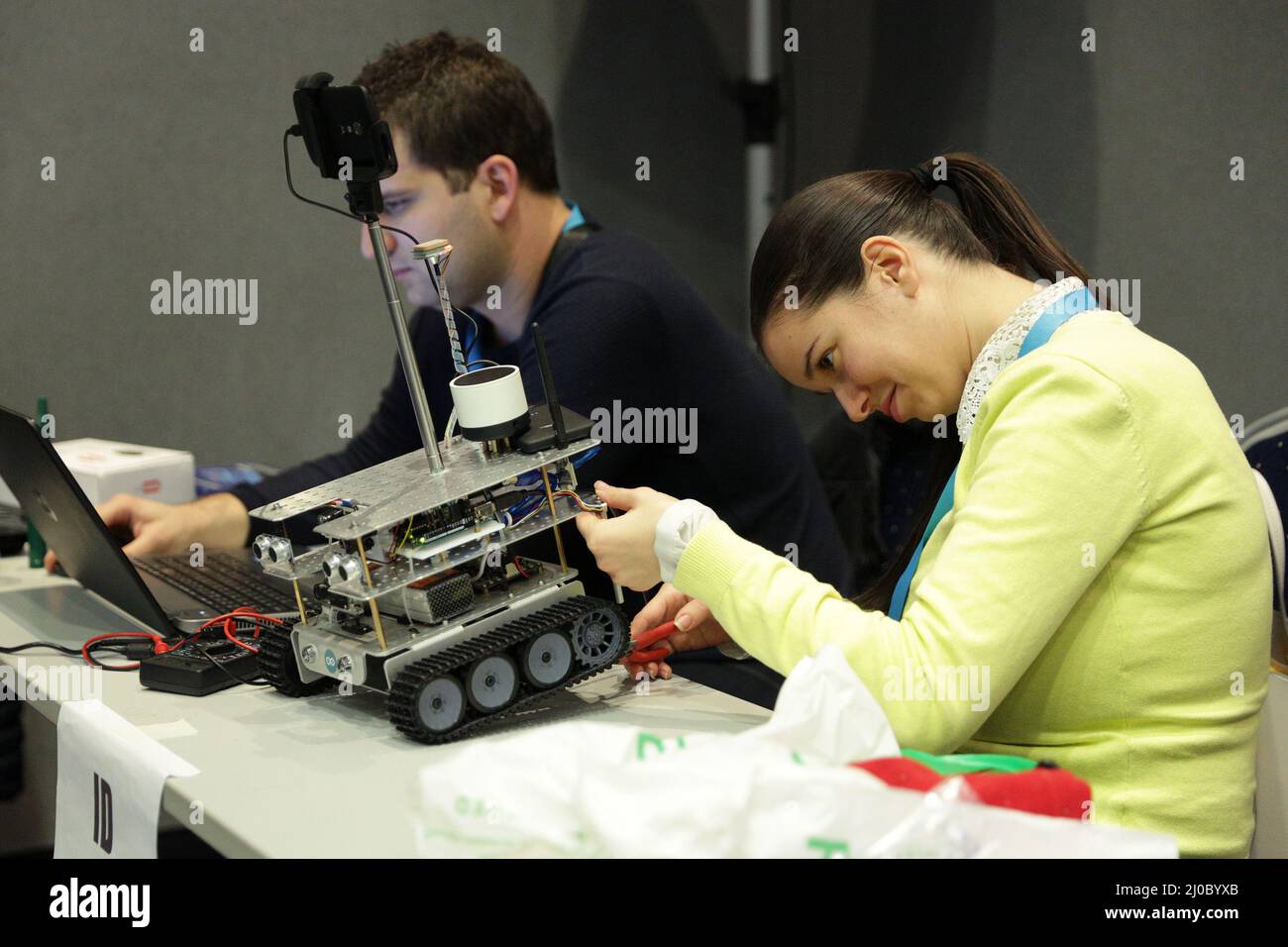 Self-made robot by student Stock Photo - Alamy