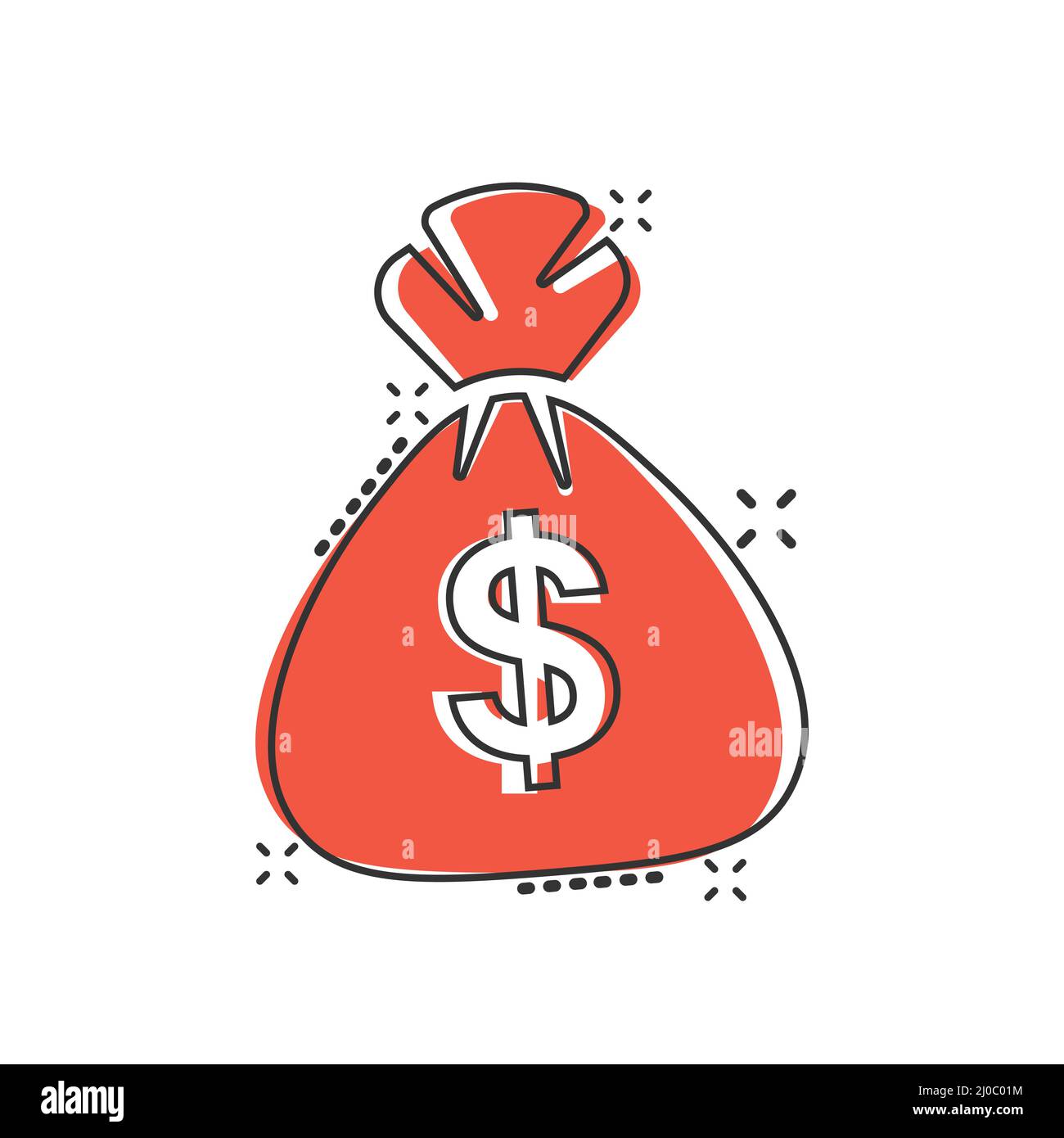 Money bag icon in comic style. Moneybag cartoon vector illustration on ...