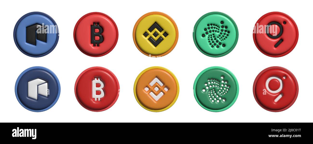Crypto currency logo set. 3d vector. Crypto currency 3d icon. Dash logo ...