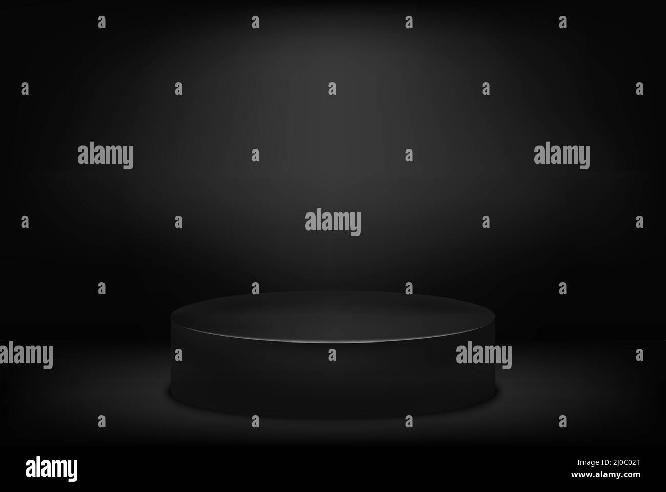 3d realistic vector round stage on dark background.Black round podium ...