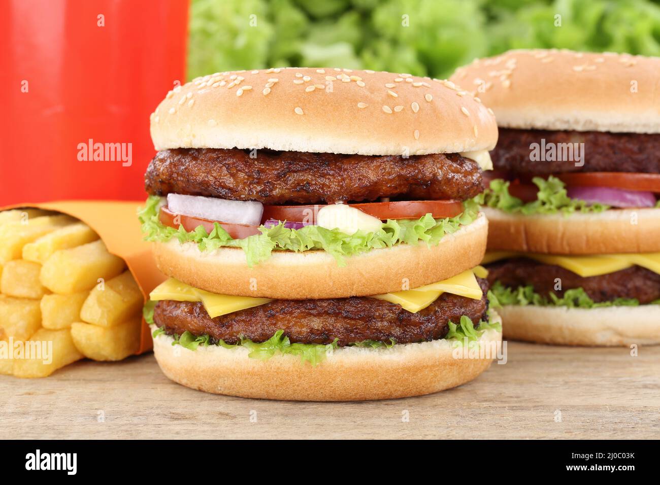 Doubleburger Double Burger Hamburger Menu Menu Fries Drink Stock Photo ...