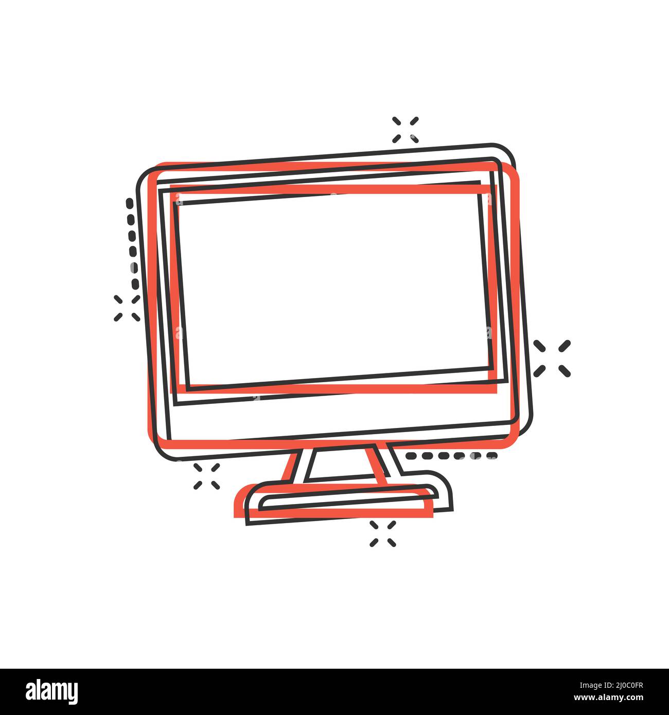 Personal computer in comic style. Desktop pc cartoon vector ...