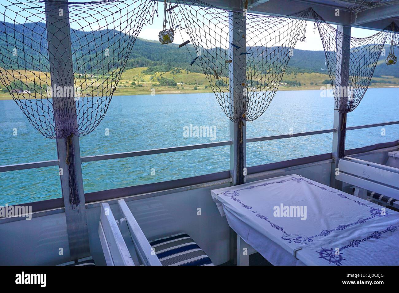 Inside the boat restaurant Stock Photo - Alamy