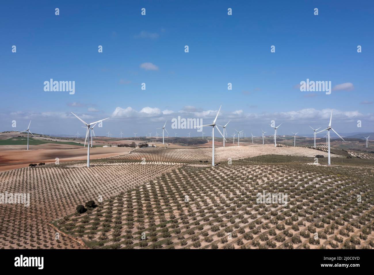 Field with windmills for renewable energies Stock Photo - Alamy