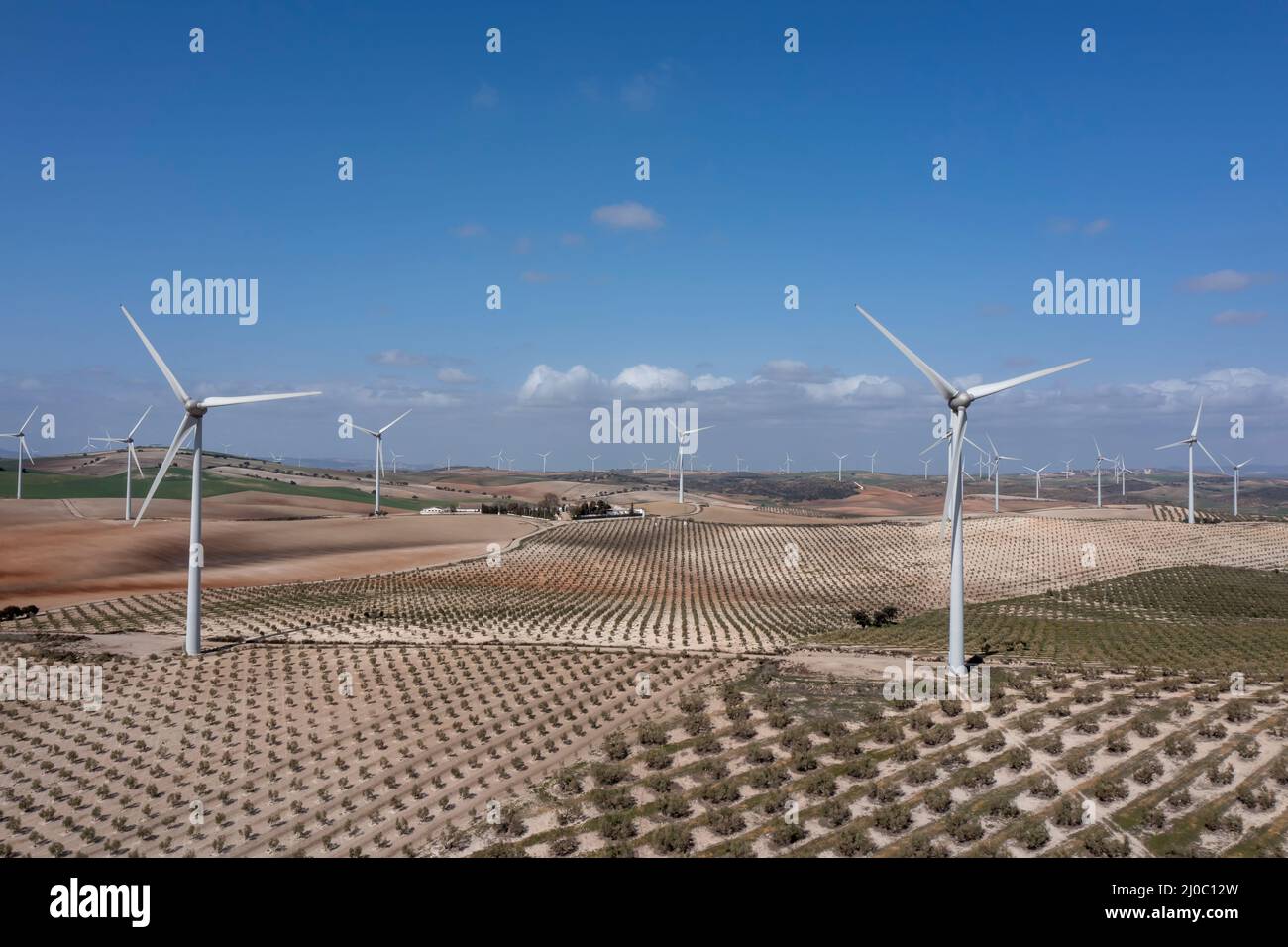 Field with windmills for renewable energies Stock Photo - Alamy