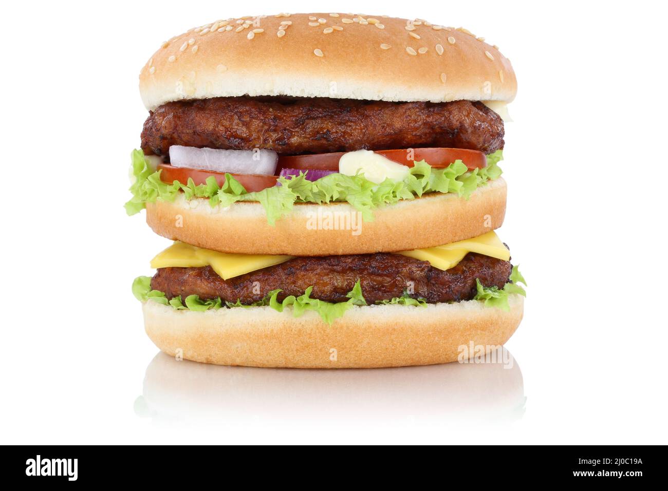 Doubleburger Double burger hamburger cheese exempted isolated Stock ...