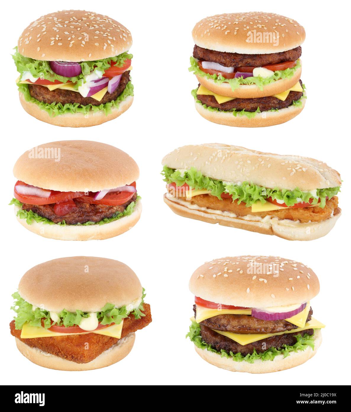 Hamburger cropped isolated collection collage cheeseburger cheese ...