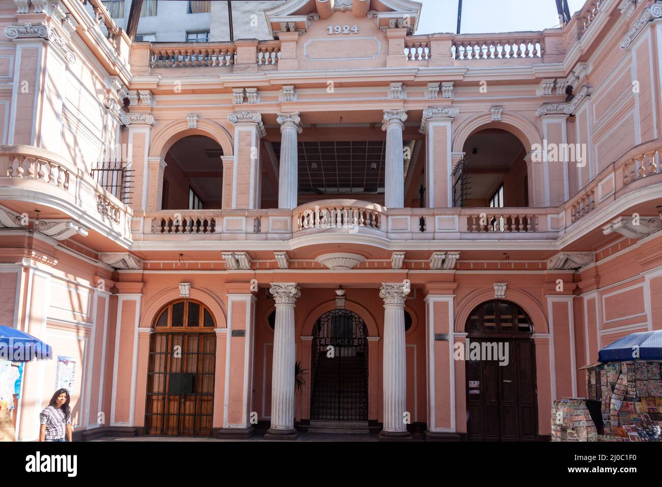 Low angle shot of historical buildings around Plaza de Armas, downtown ...