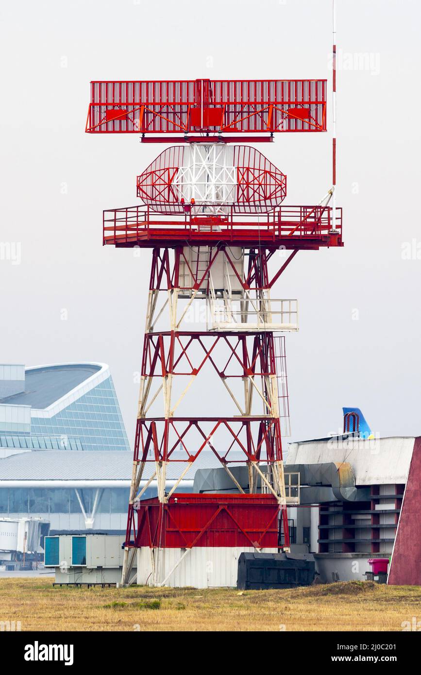 Airport radar communication tower horizontal Stock Photo - Alamy