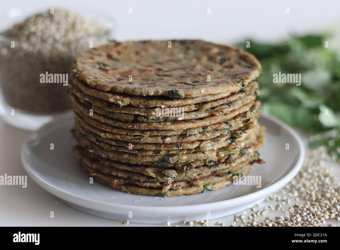 Bajra methi thepla. Indian flat bread made of pearl millet flour ...