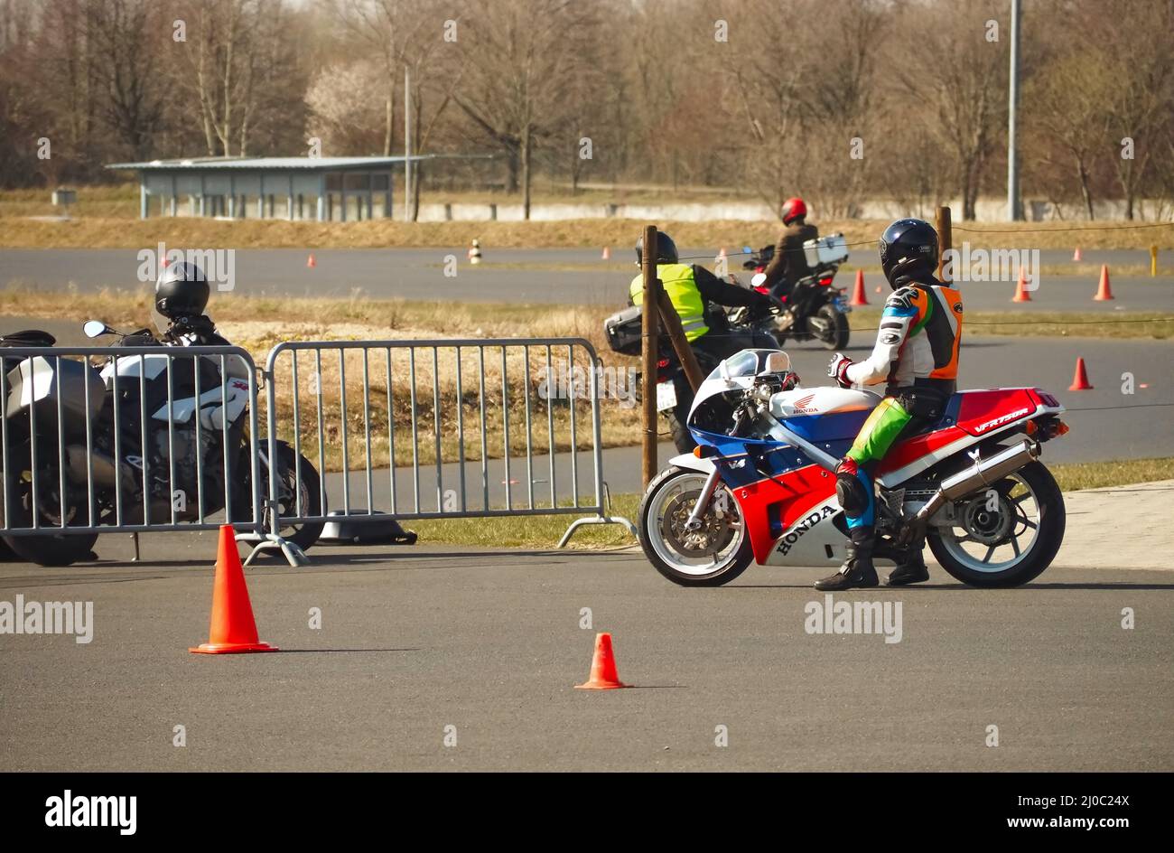 ADAC driving safety training aquaplaning on a practice area Stock Photo ...