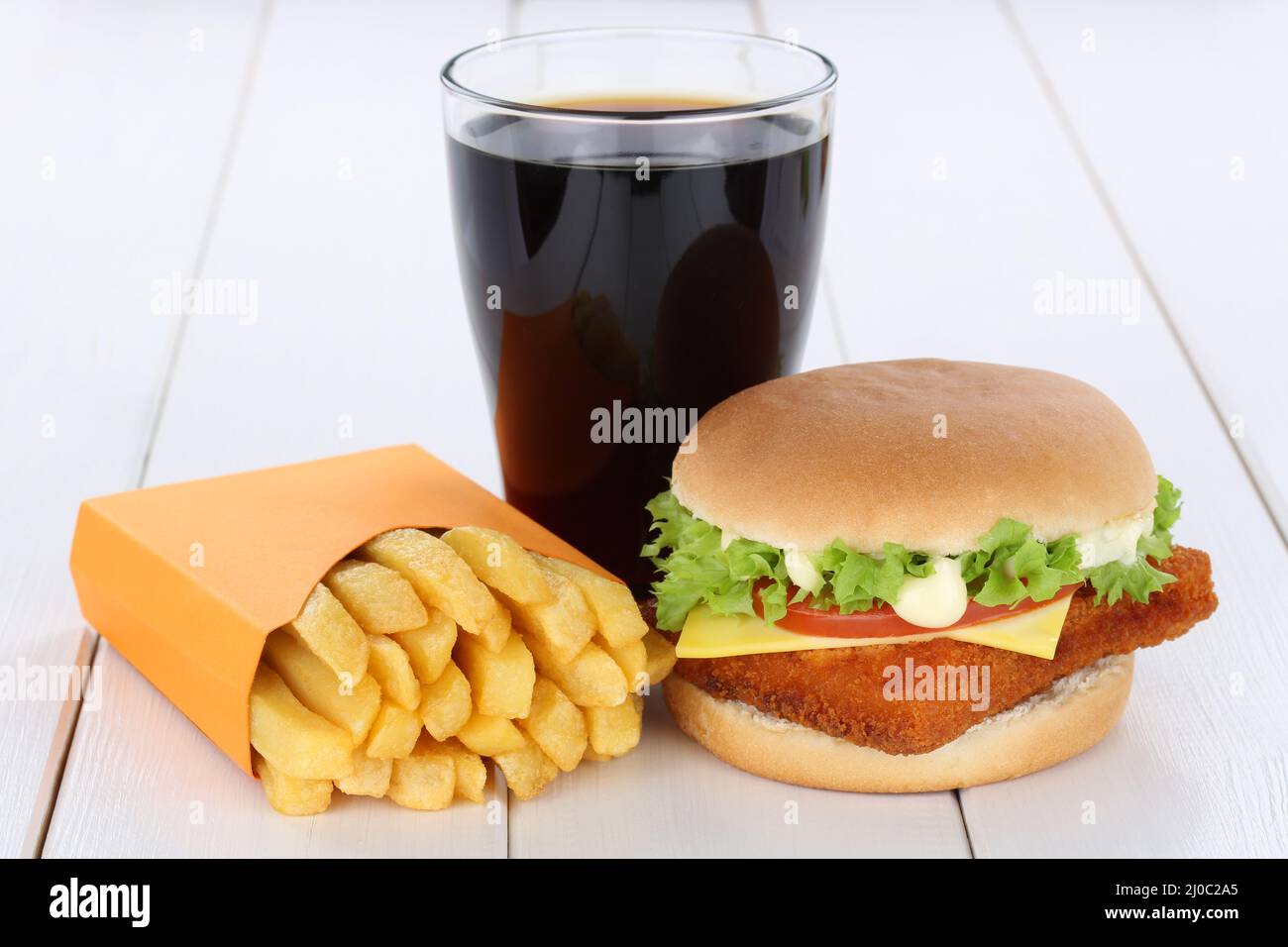 Fish Burger Fish Burger Baked Fish Hamburger Menu Menu Fries Cola Stock ...