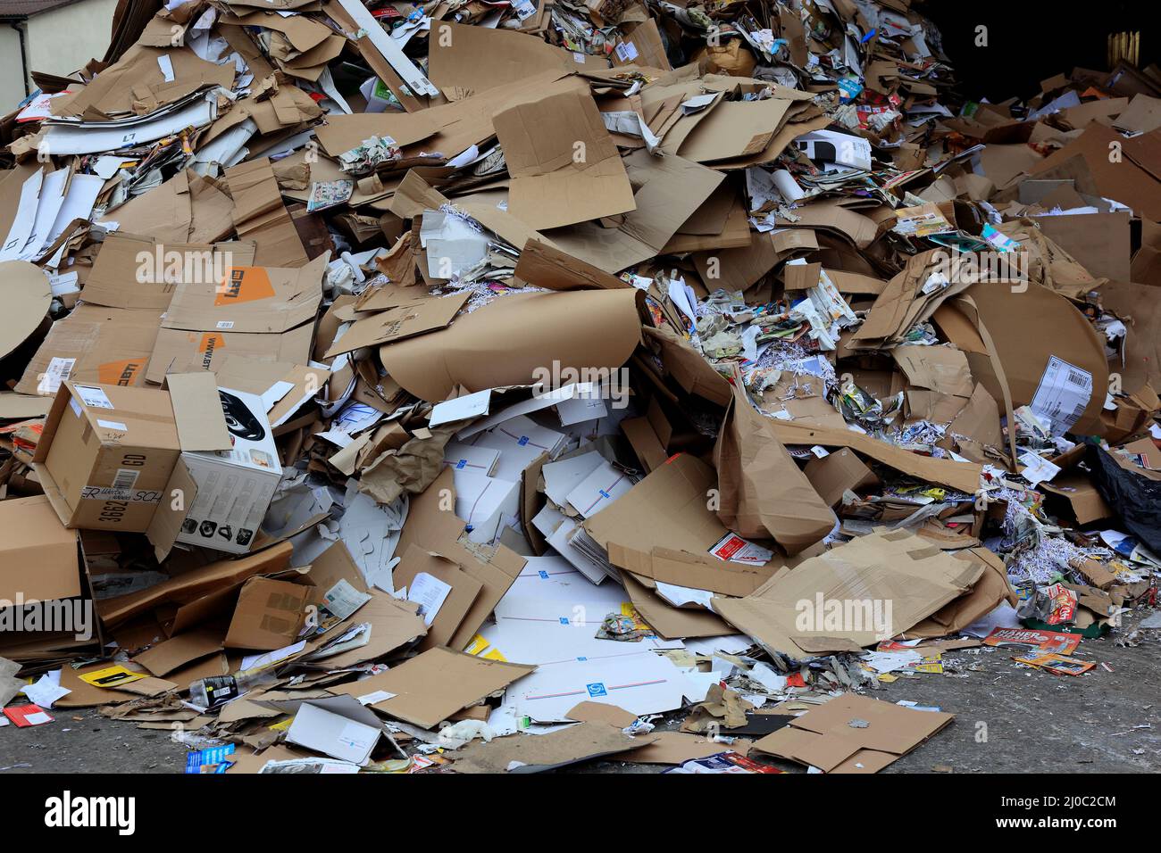 Altpapier für Recycling auf einer Deponie / Waste paper for recycling ...