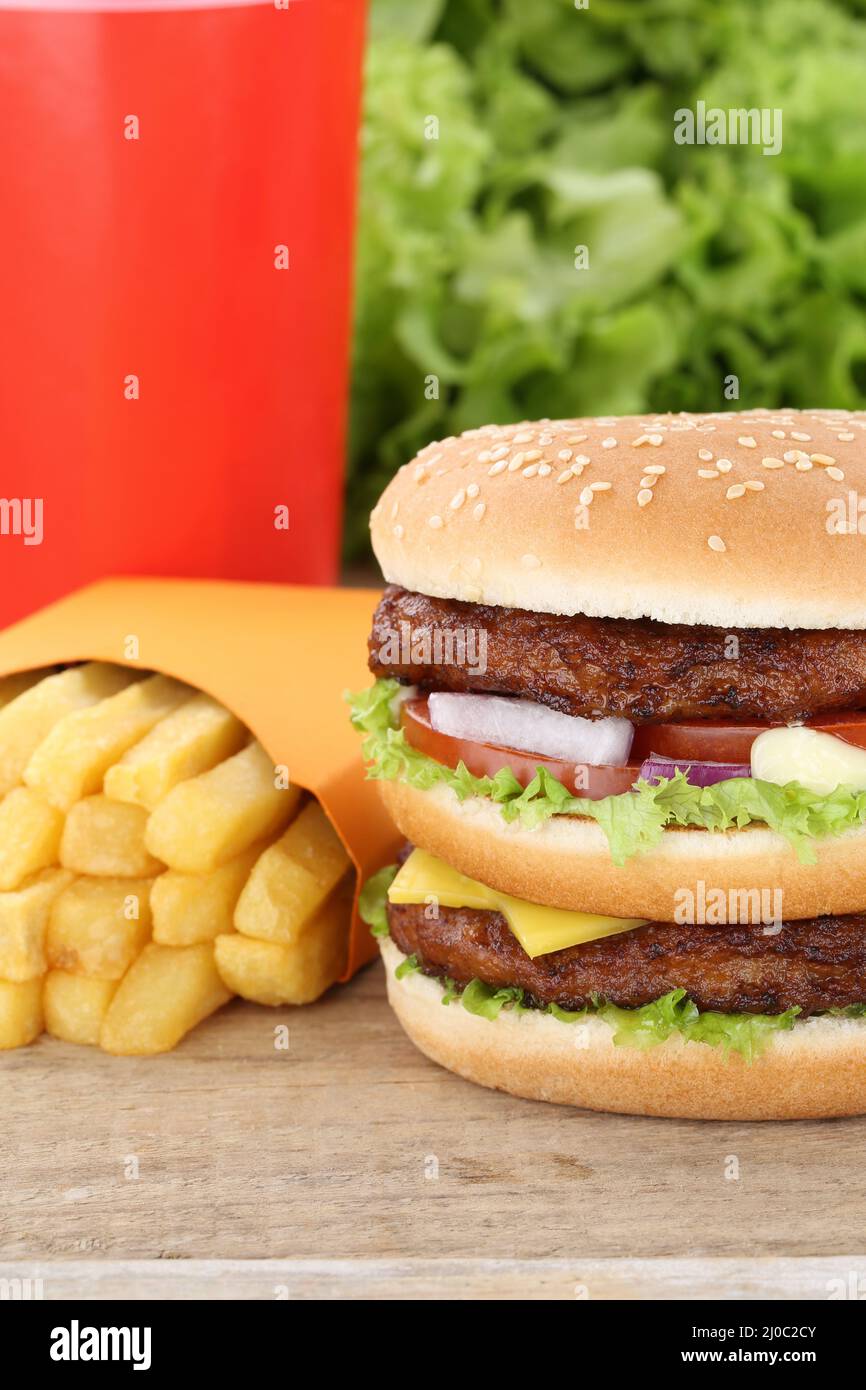 Fast food menu double burger hi-res stock photography and images - Alamy