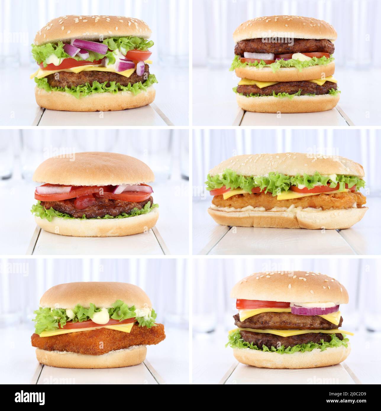 Hamburger Collection Collage Cheeseburger Burger Fresh Cheese Tomato ...