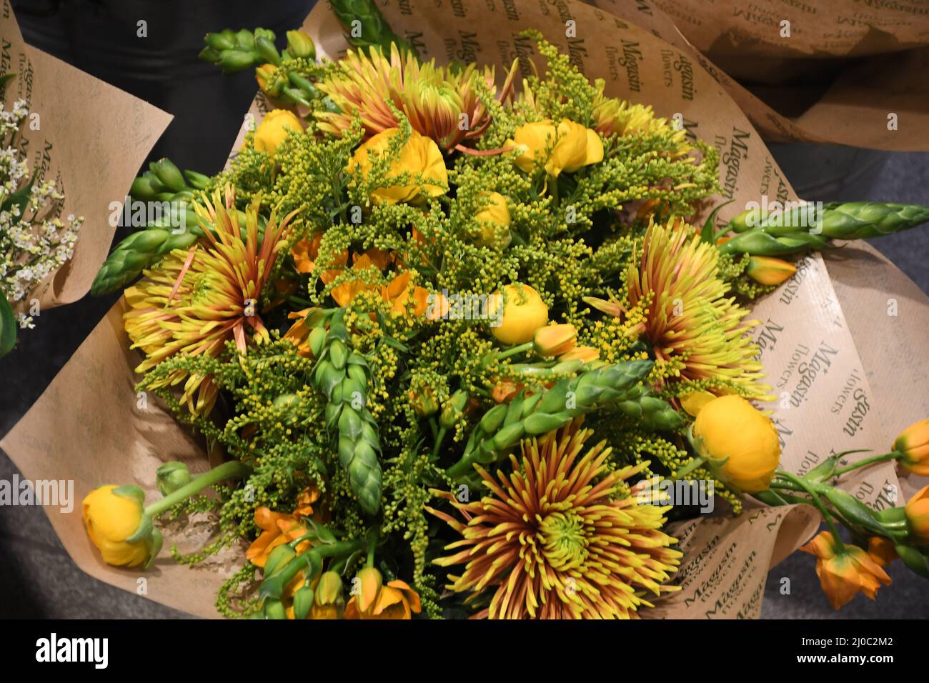 Copenhagen/Denmark./18 March 2022/.Various flowers bouquests display ...