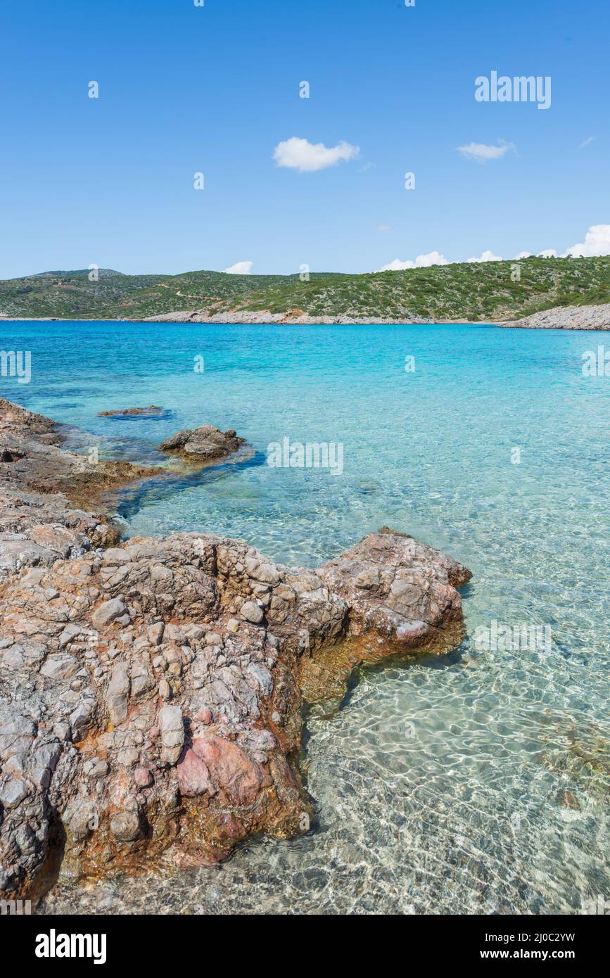 The beautiful Agia Dynami beach on Chios Island in Greece Stock Photo ...