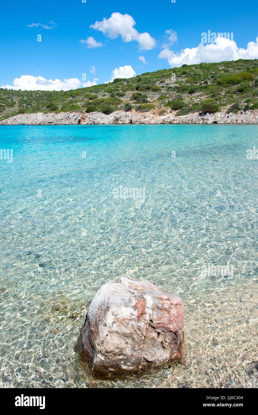 The beautiful Agia Dynami beach on Chios Island in Greece Stock Photo ...