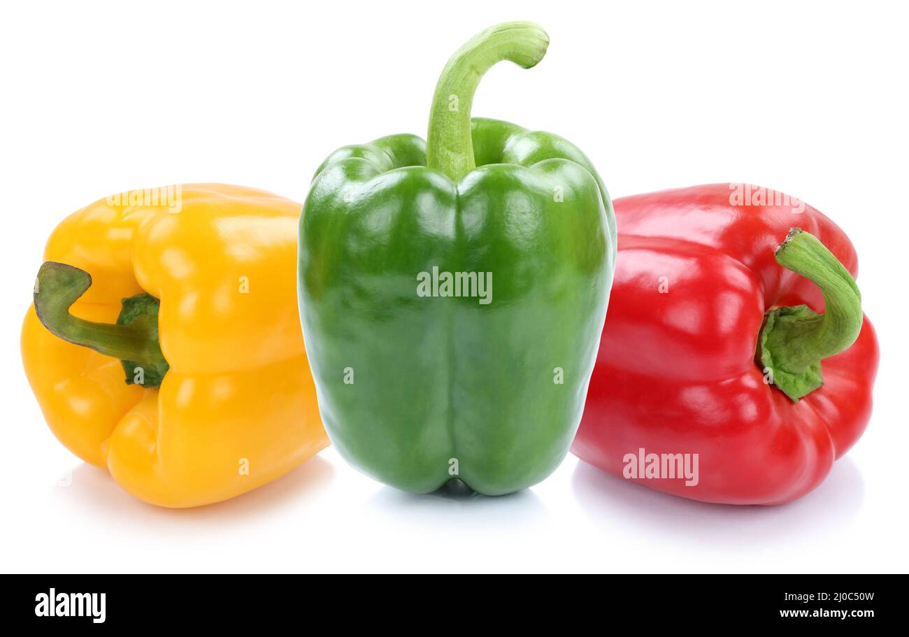 Bell peppers peppers colorful vegetables cutout isolated Stock Photo ...