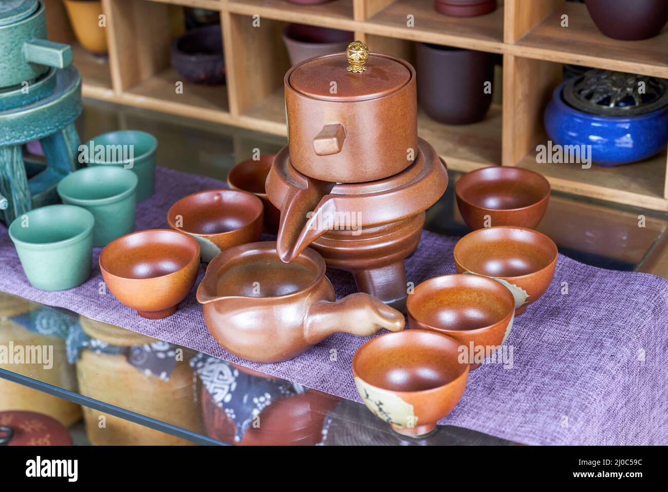 Closeup of a complete set of traditional Chinese tea set Stock Photo ...