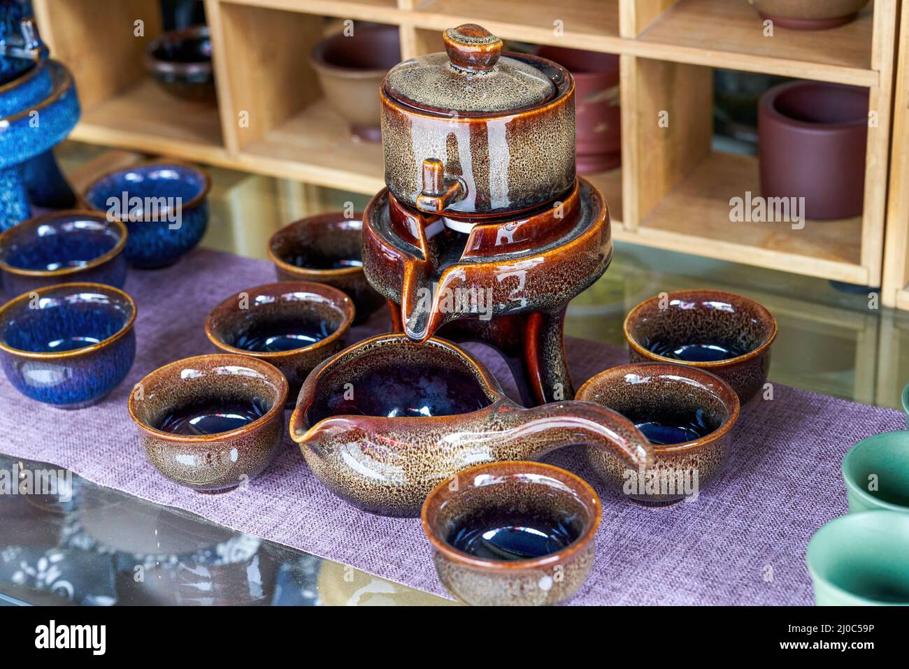 Closeup of a complete set of traditional Chinese tea set Stock Photo ...