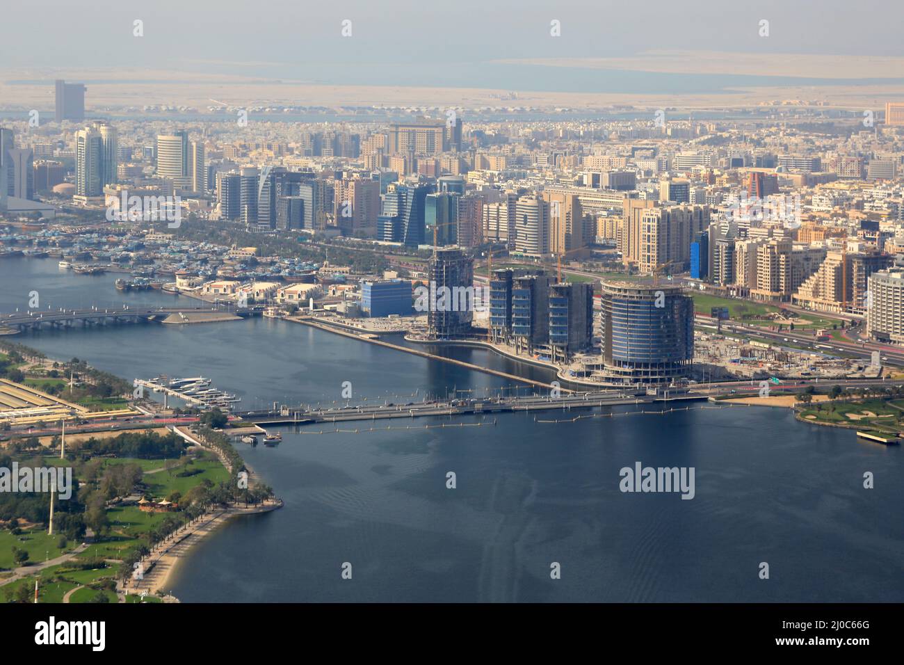 Dubai The Creek aerial view aerial photo Stock Photo - Alamy