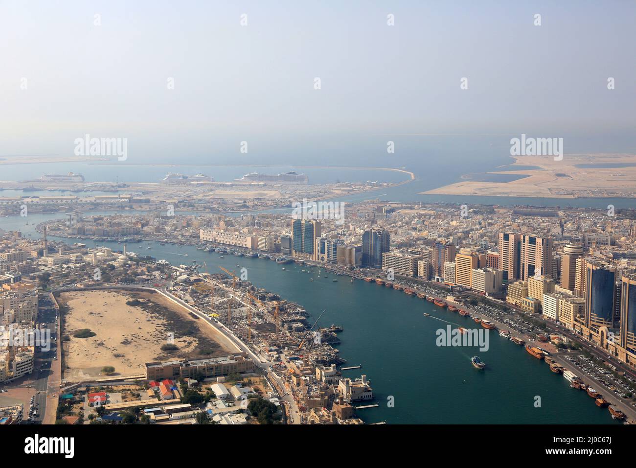 Dubai The Creek river aerial view aerial photo Stock Photo - Alamy