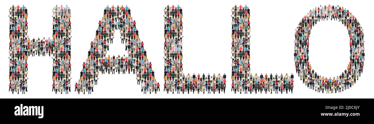 Hello greeting people people group people group Stock Photo - Alamy