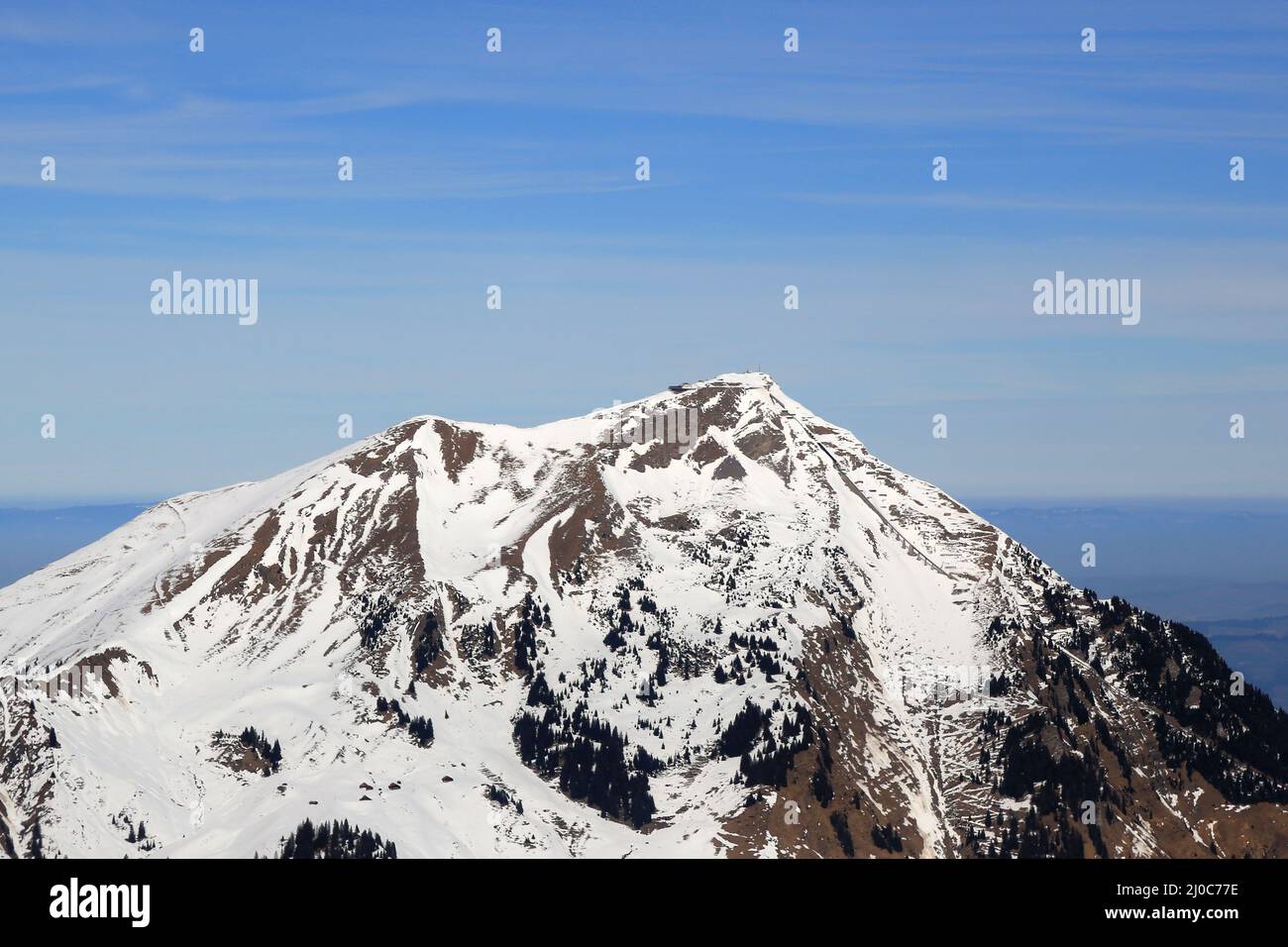Niesen mountain peak Switzerland Swiss Alps mountains aerial view Stock ...