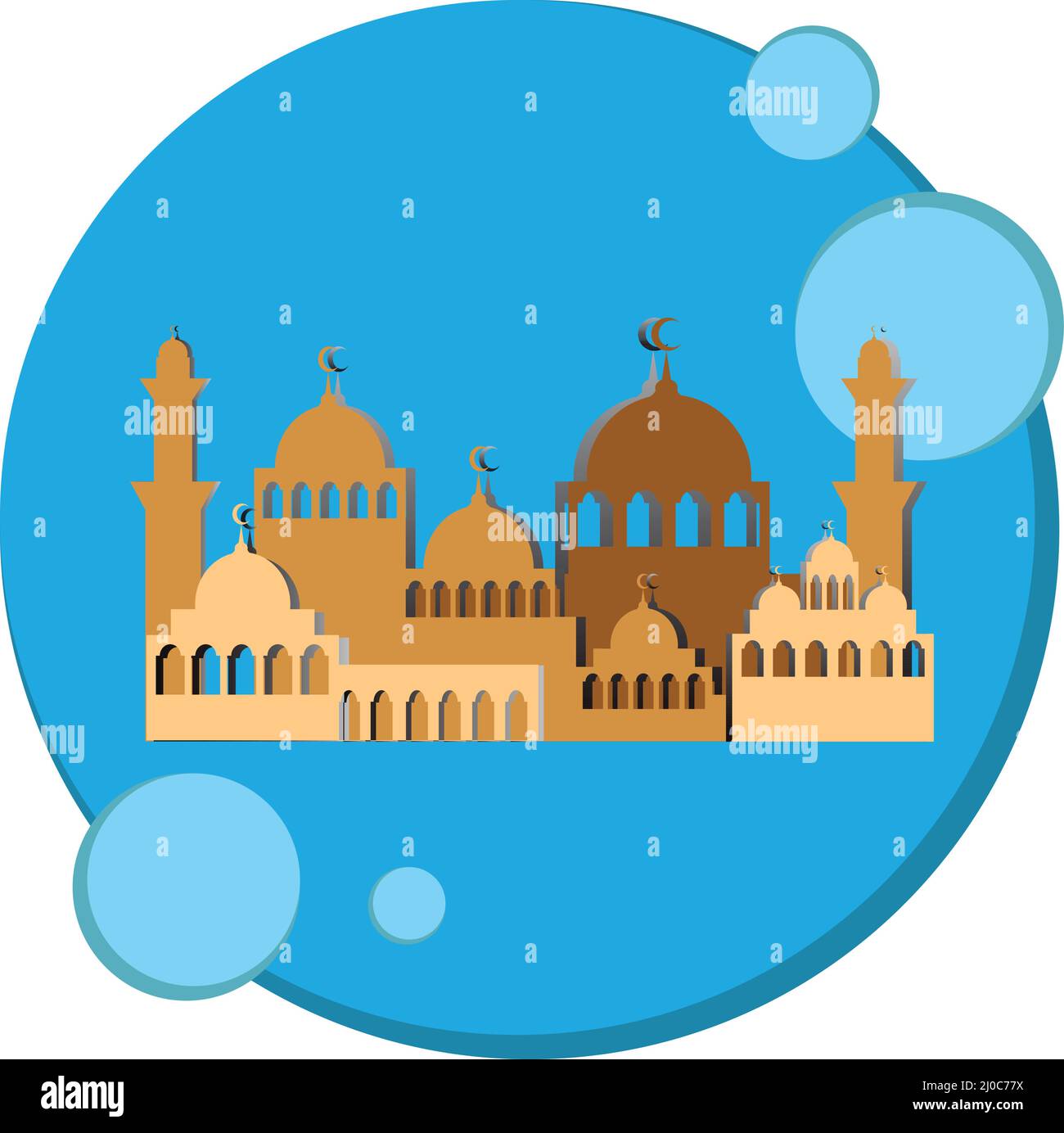Mosque in papercut vector style illustration with blue background to ...