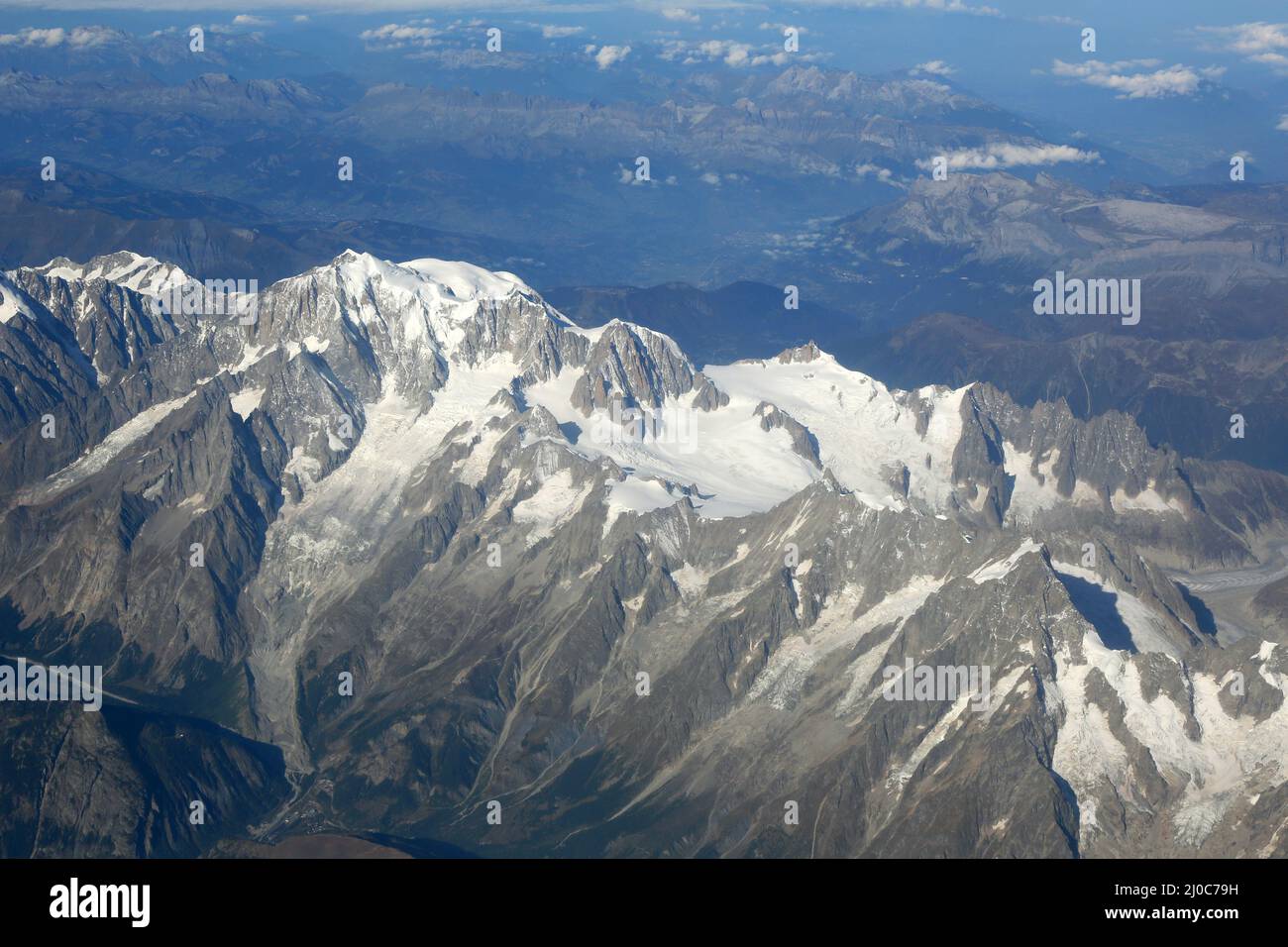 Montblanc Mont Blanc mountain peak alps mountains aerial view Stock ...