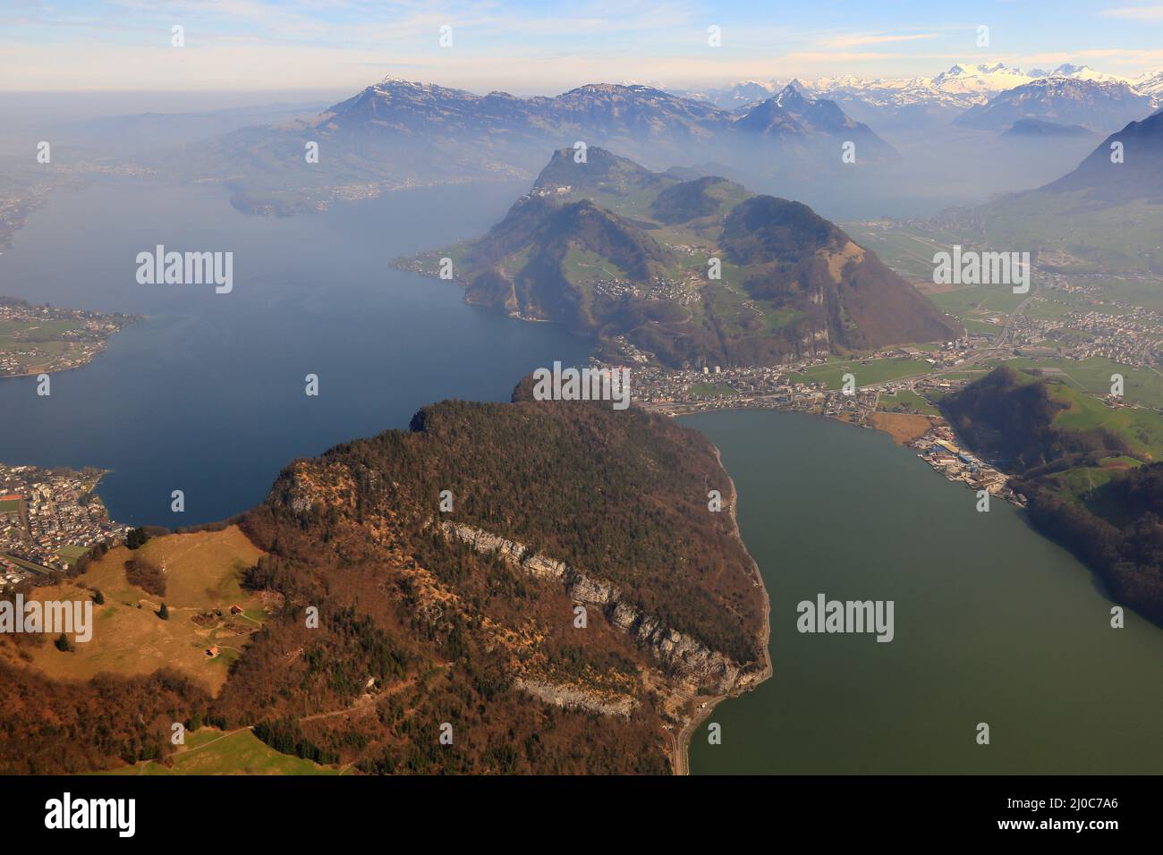 Panorama Alps Mountains Lake Lucerne Switzerland aerial view Stock ...