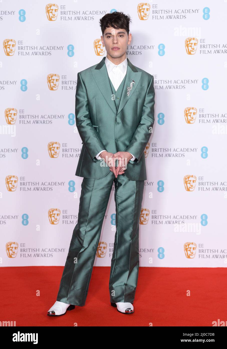 March 13th, 2022, London, UK. Max Harwood in the Winners Room at the EE ...